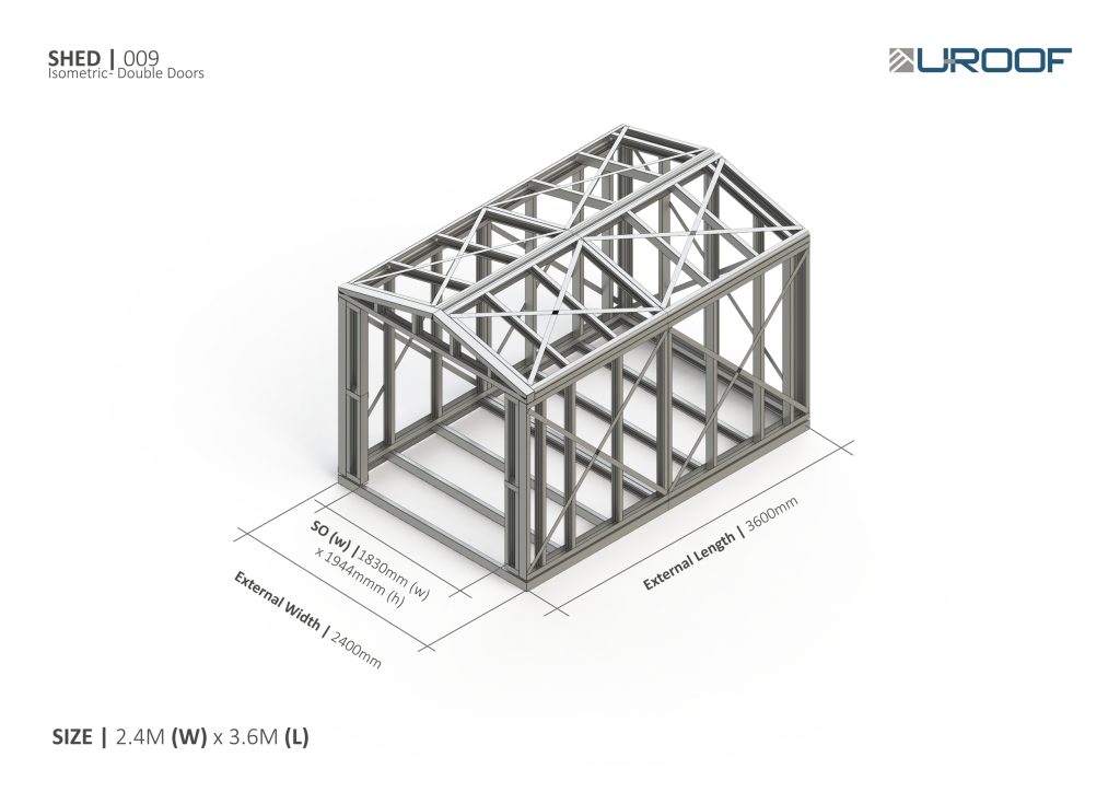Sheds/Shed Bases | Shed With Double Doors - 3000mm x 3000mm - U-Roof