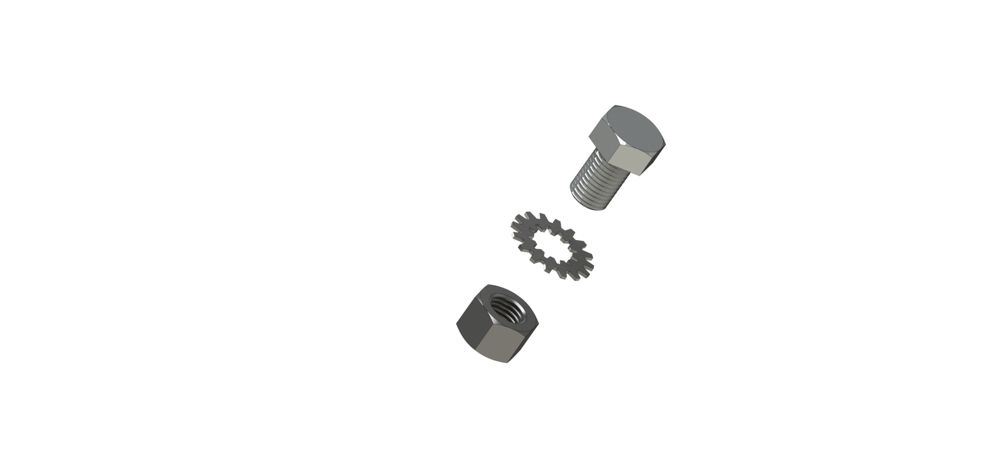 M16 x 25mm Bolt Set x 100 | Screw, Nut & Shakeproof Washer - U-Roof