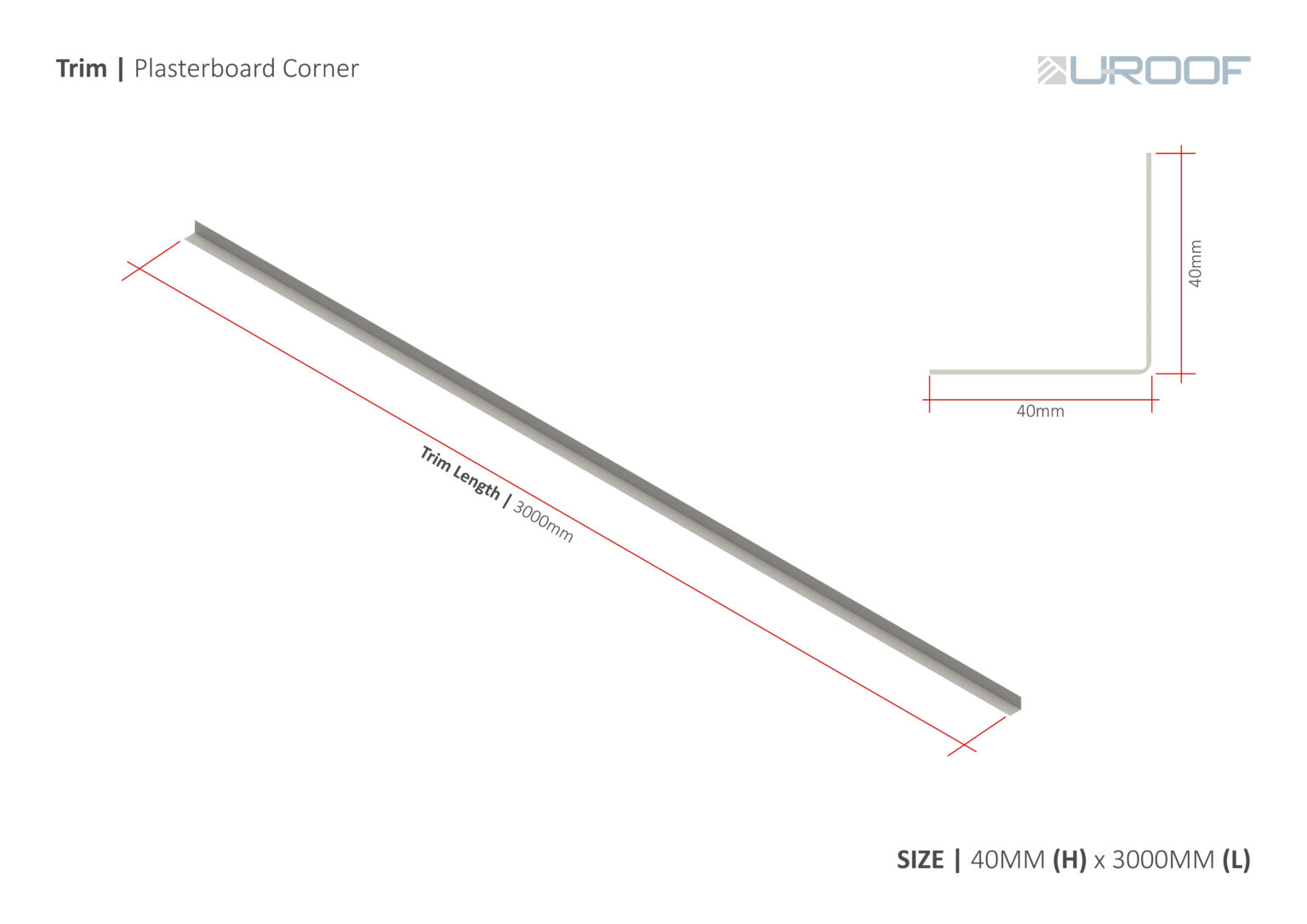 Galv. Sheet Plasterboard Corner - U-Roof